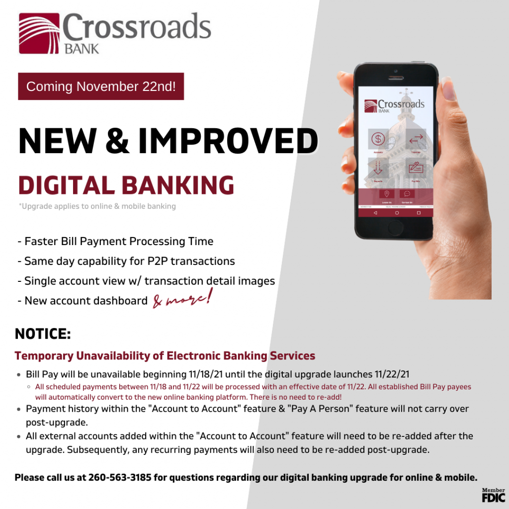 Upgrade Notice WEB | Crossroads Bank